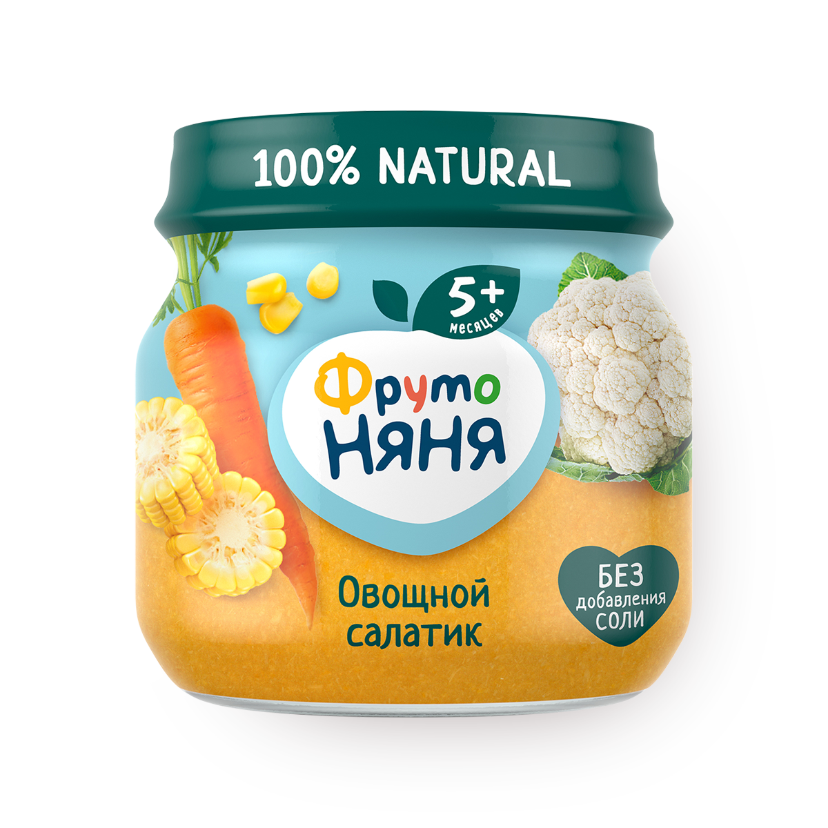 Пюре ФрутоНяня "Овощной салатик", без крахмала, с 5 мес, 80 г
