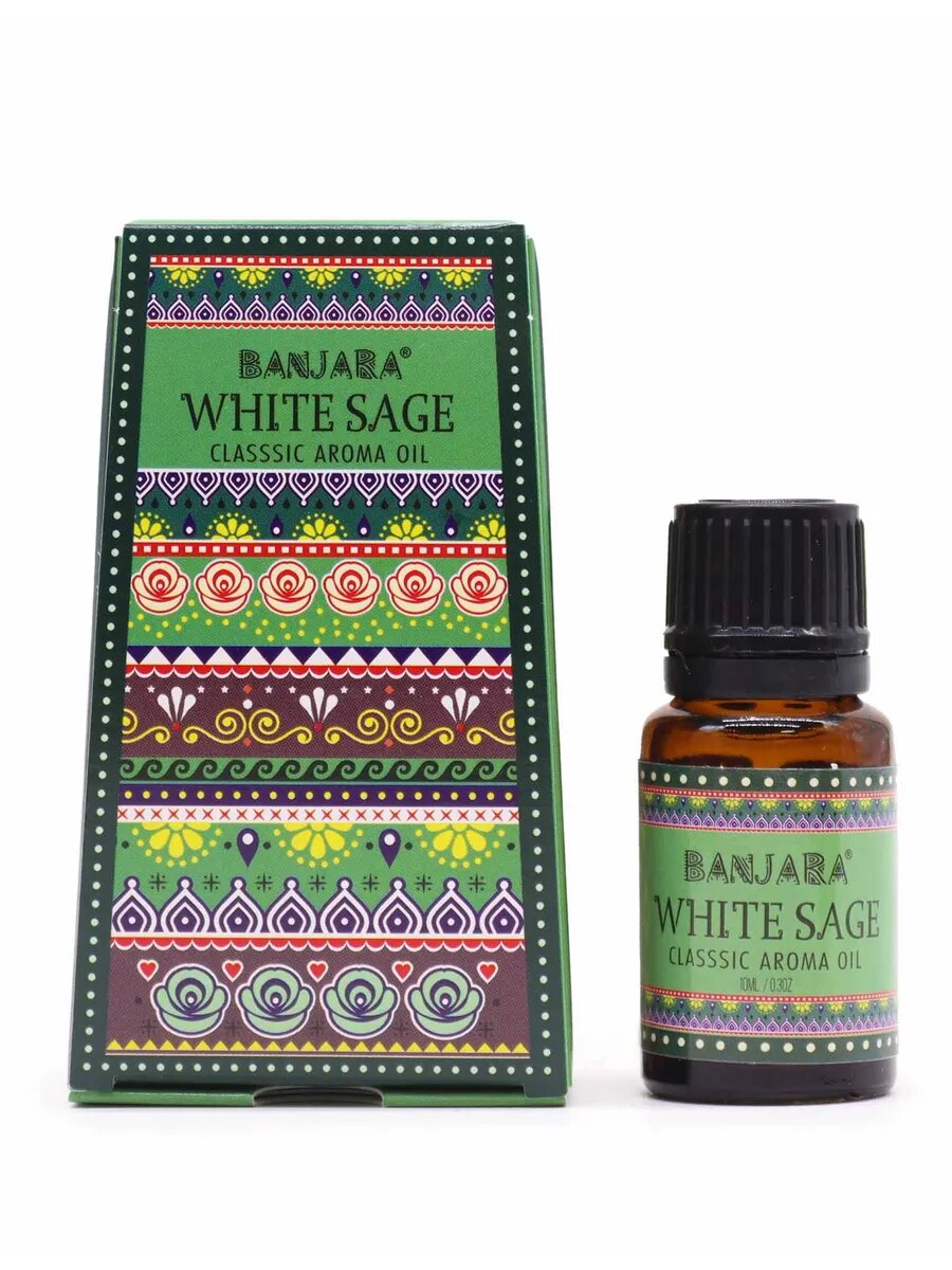 WHITE SAGE Classic Aroma Oil, Banjara (белый шалфей классическое ароматическое масло, Банджара), 10 мл.