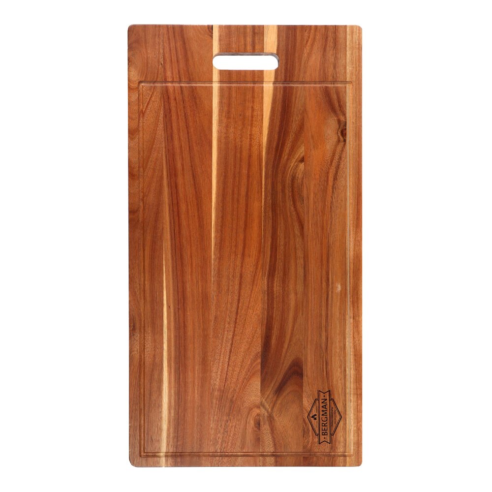 Разделочная доска BERGER, акация, 65x35 см, с желобками, коричневая