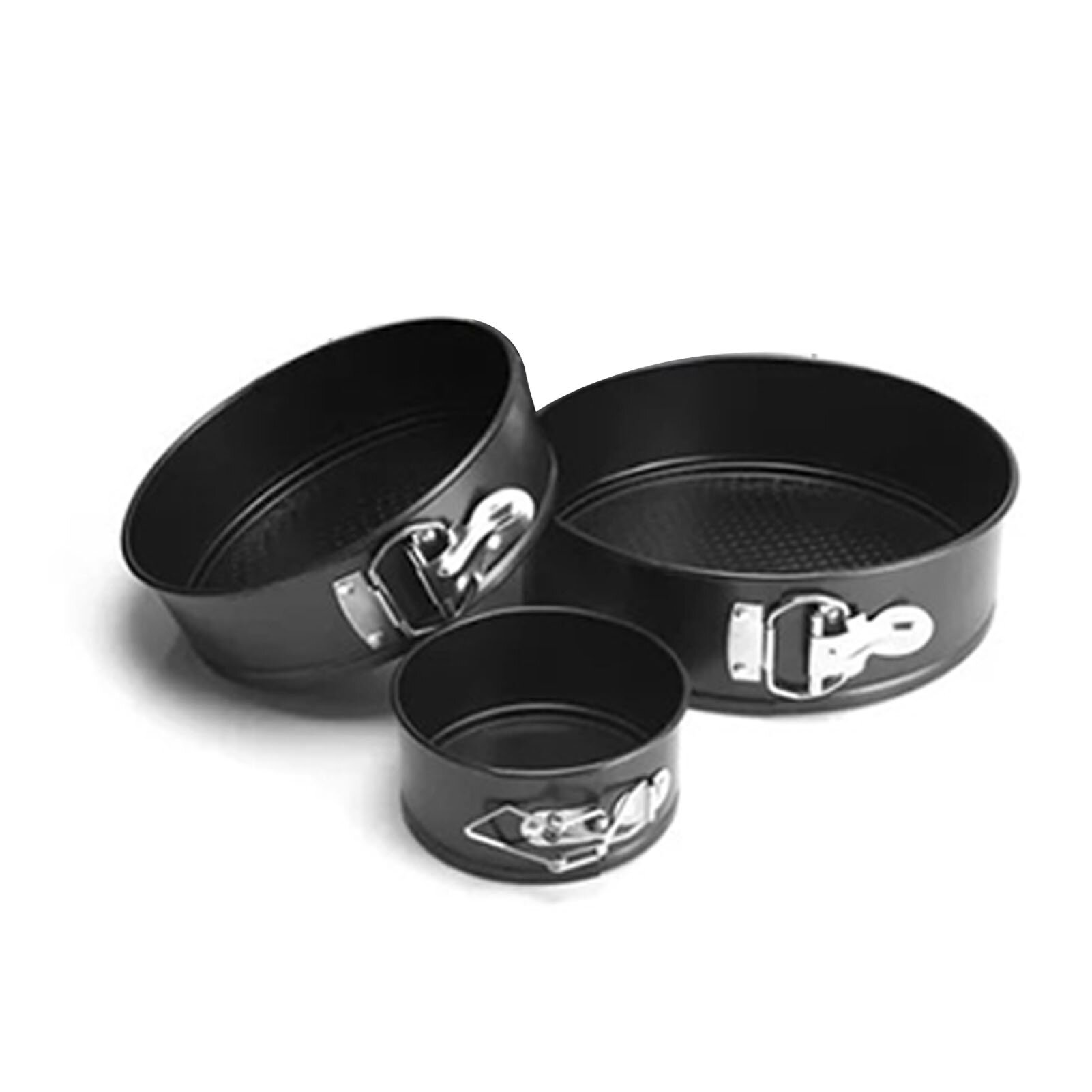 Набор из трех форм для чизкейка с антипригарным покрытием, пружинная форма с хорошим уплотнением, легкое извлечение и извлечение из формы, черная форма для торта