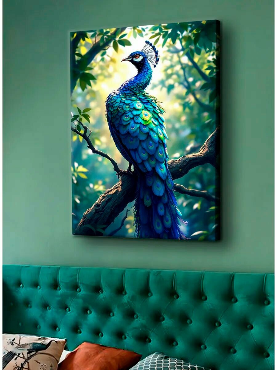 Картина "Прекрасный павлин", интерьерная 50х70см 1шт.