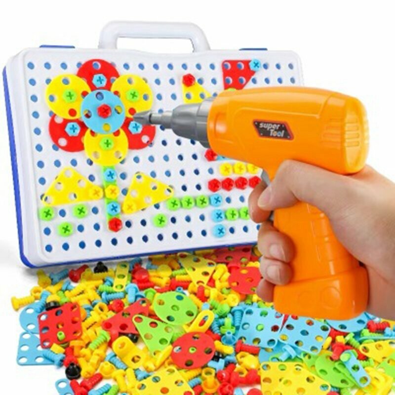 Творческий детский электрический сверлильный инструмент для сборки спичек, набор для самостоятельной сборки, развивающие наборы игрушек для мальчиков