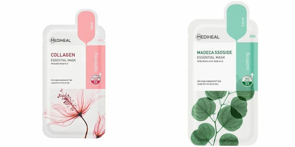 Mediheal Набор масок Collagen Essential Mask, Madecassoside Essential Mask 20шт