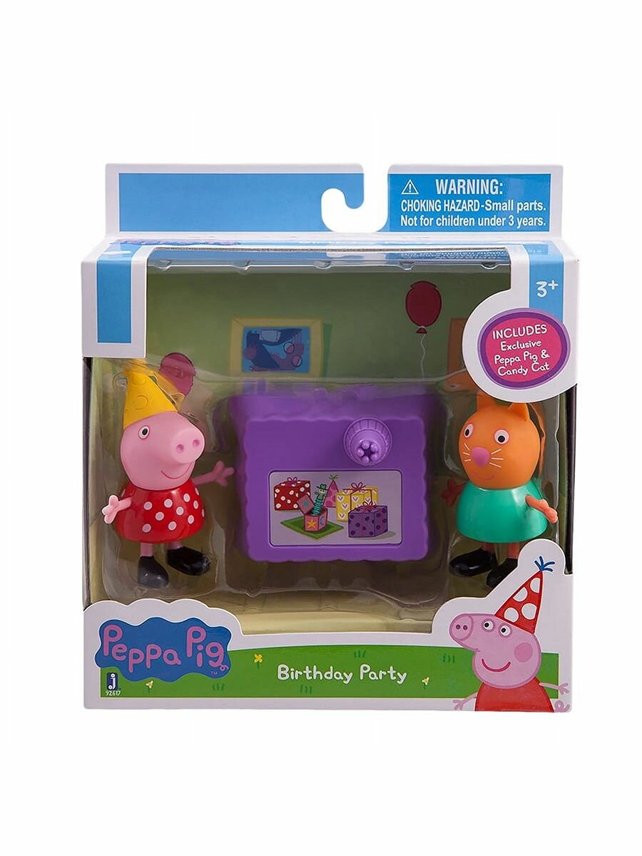Фигурка свинка пеппа Jazwares Peppa Pig Brithday Party 92617 / детские игрушки с двумя куклами и праздничным столом подходят для подарков на день рождения детям от 3 лет и старше.