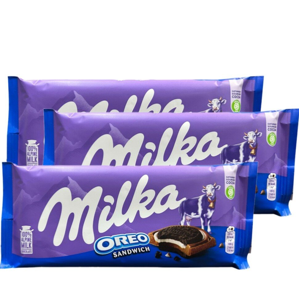 Шоколад Milka Oreo Сэндвич 92 грамм 3 штуки