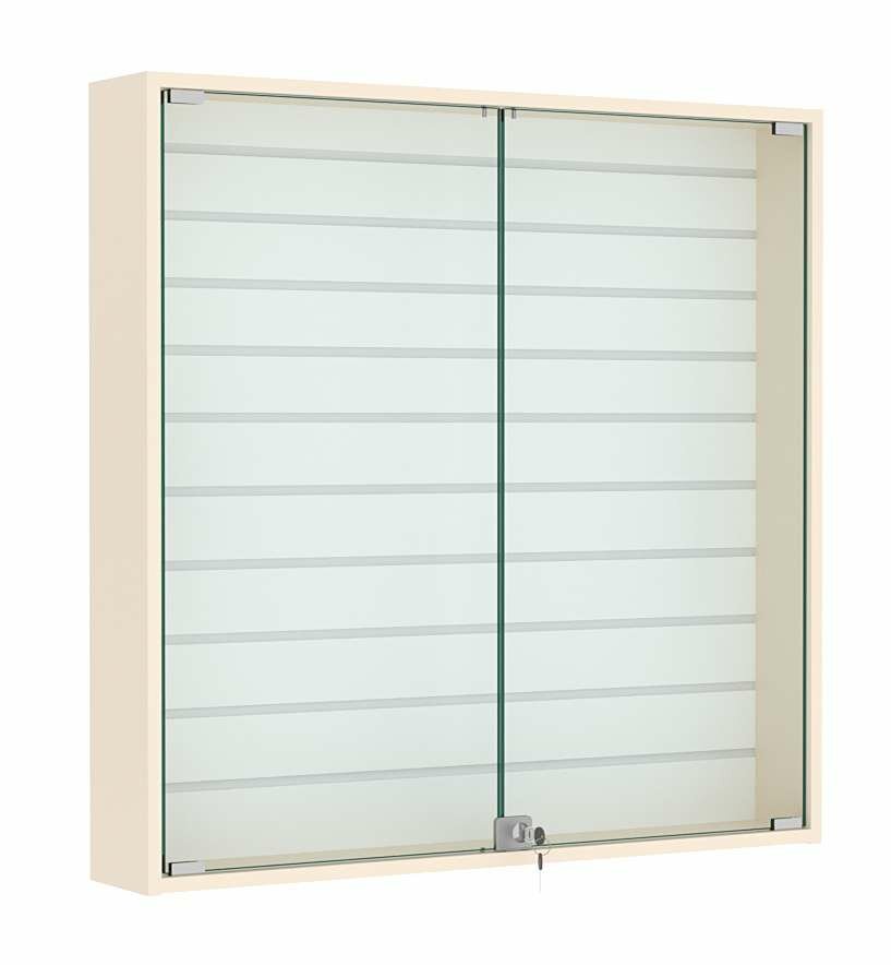 Витрина настенная №4-1Б закрытая с экономпанелью, Крем Вайс. Без полок.