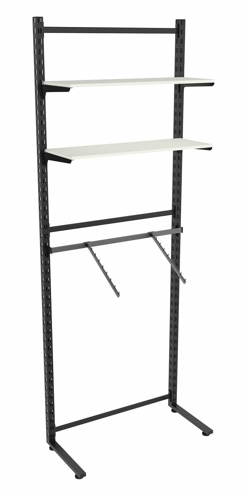 Пристенная система с кронштейнами и полками ДСП для одежды лофт №6 (900-2400мм), Белый