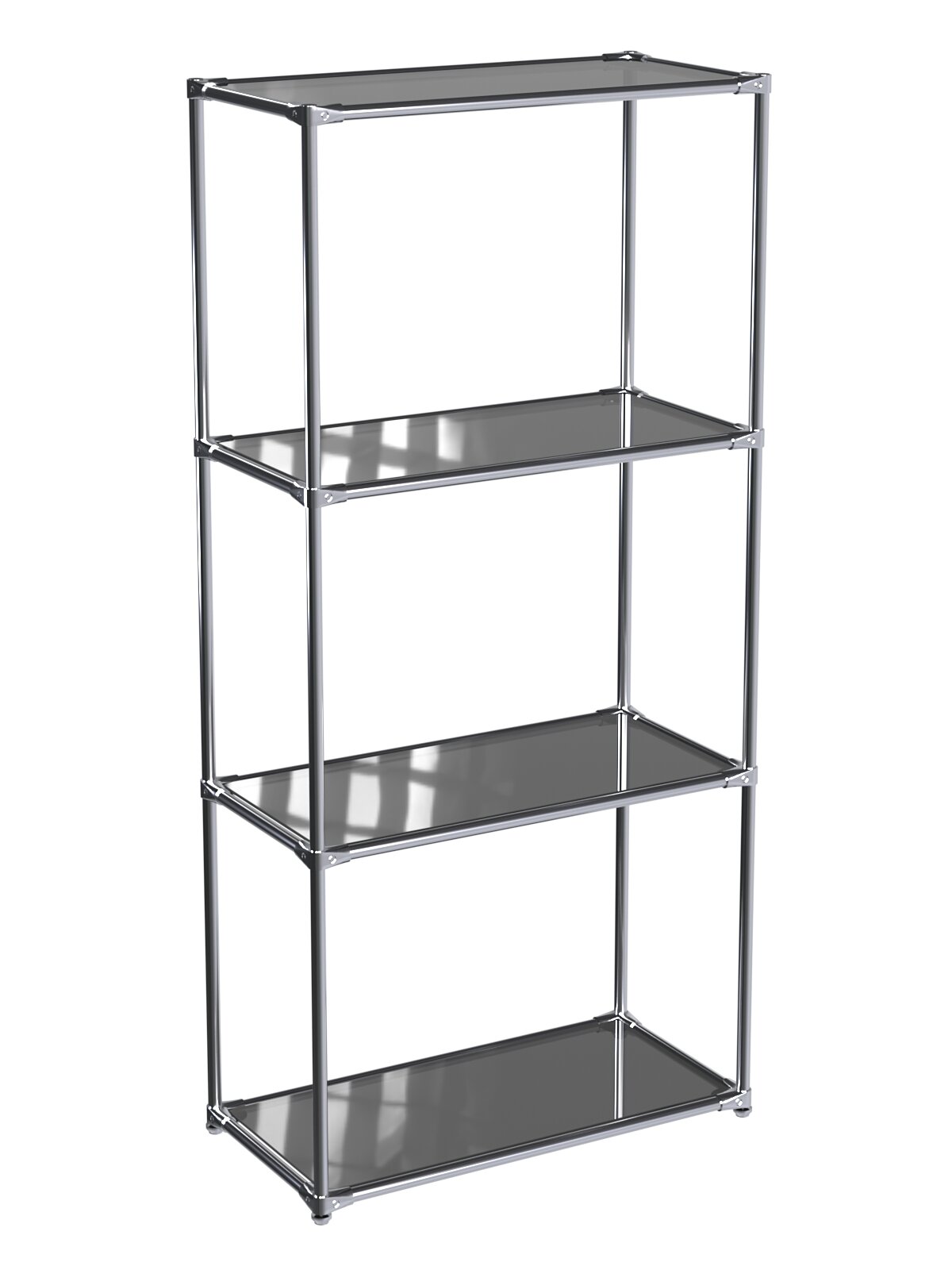 Хромированный стеллаж стиль №1а-2 высокий с четырьмя полками