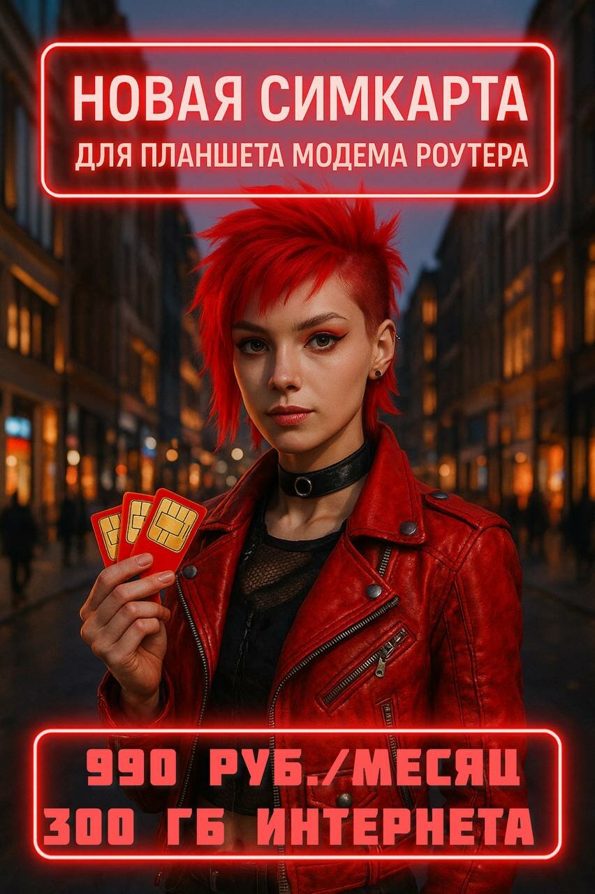 Симкарта для модема 300 гб 990р/мес с бесплатной раздачей