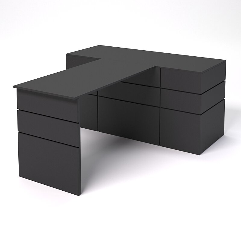 Стол руководителя №5 с приставкой брифингом, Черный. Производитель товара - компания Westcom.