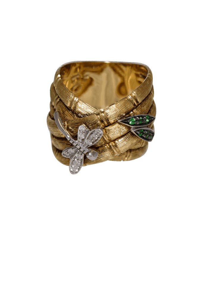 Кольцо, комбинированное золото, 750 проба, рубин, гранат, бриллиант