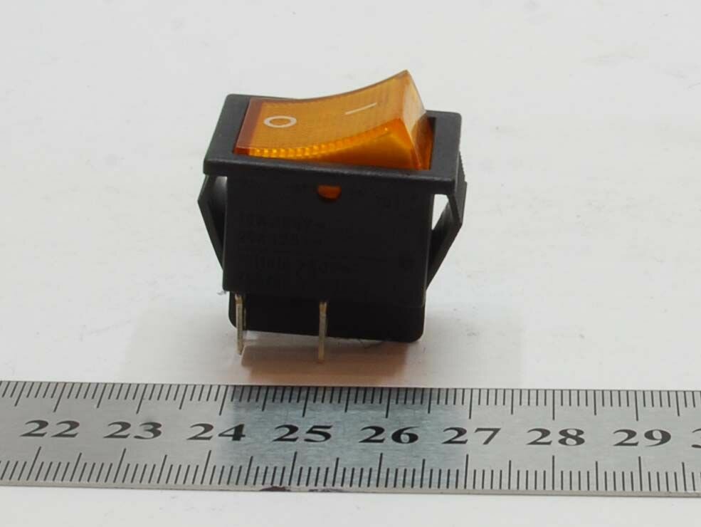 Выключатель клавишный оранжевый (KCD4, 2 положения, 4 контакта)