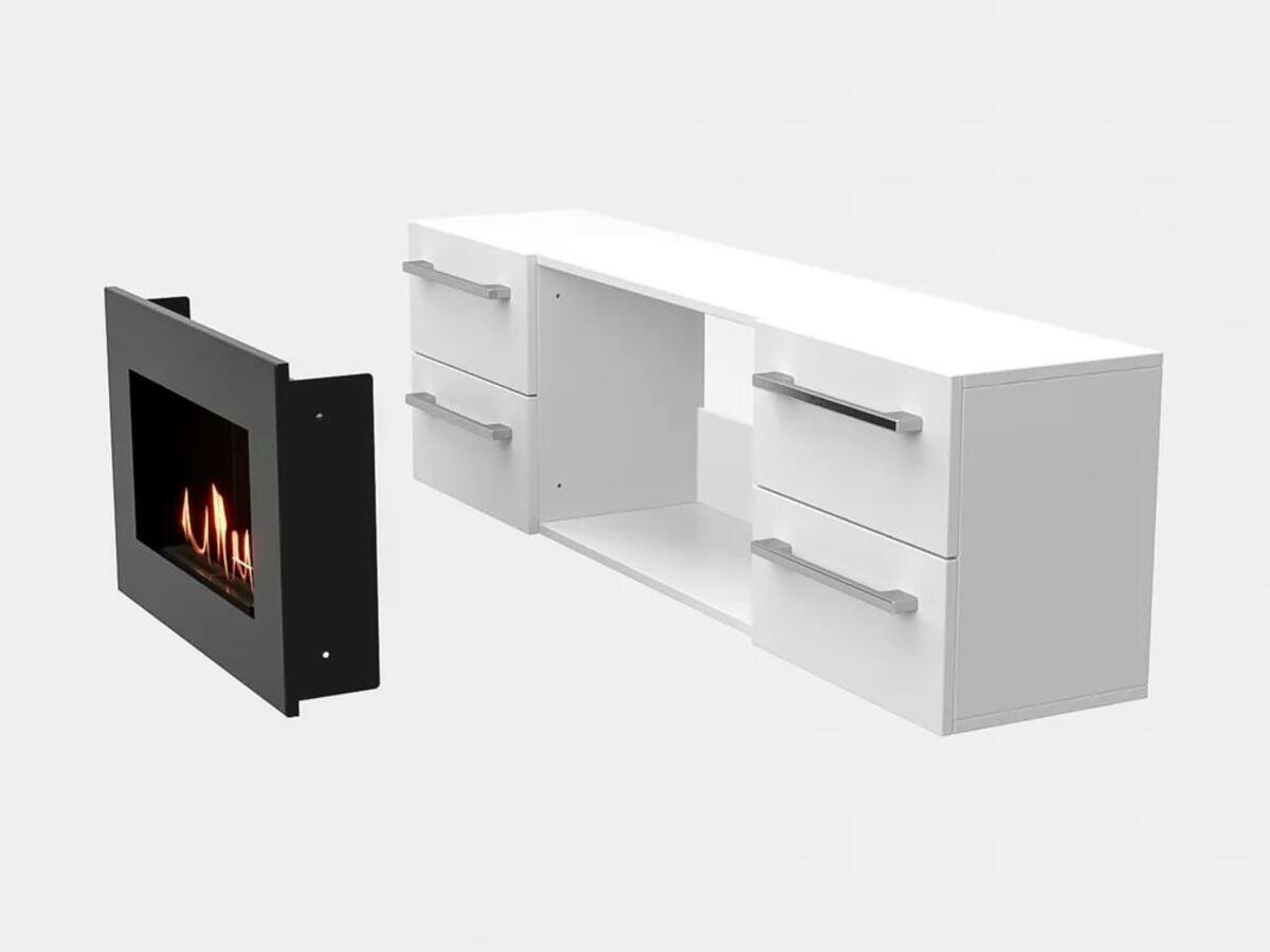 Биокамин встраиваемый 59,7 см, мебельный, черный, от 14 кв. м, "ВБКМ-600" без стемалита Lux Fire