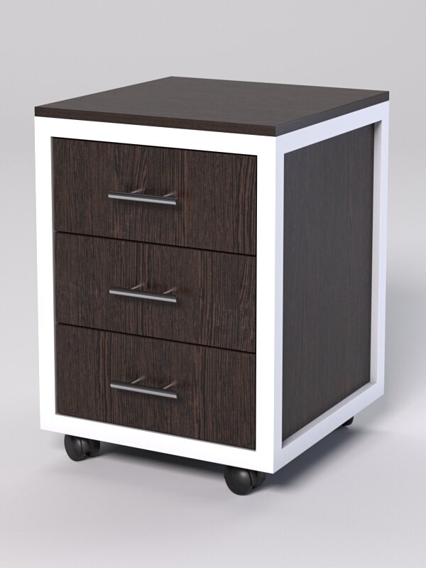 Тумба подкатная НТ-330 "стронг" в стиле лофт, Дуб Венге + металлический каркас Белый