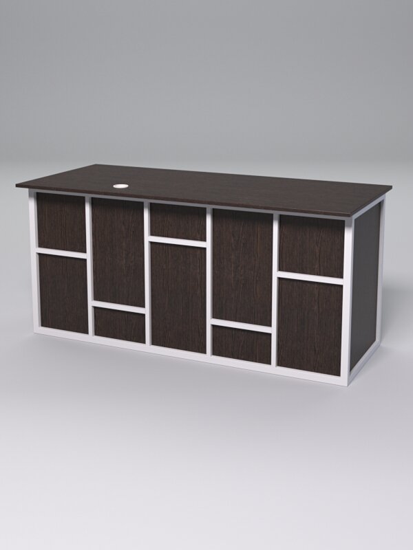 Стол двухтумбовый офисный С-07А "стронг" в стиле лофт декор №3, Дуб Венге + металлический каркас Белый