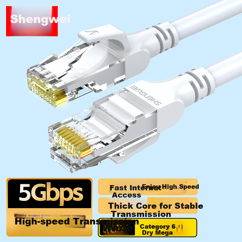 Shengwei CAT6 High Speed Broadband Cable for Engineering Monitoring, Computer Router, Home Network, 8-Core Twisted Pair Jump Cable, Gray and White, 1 Meter, LC-1201H