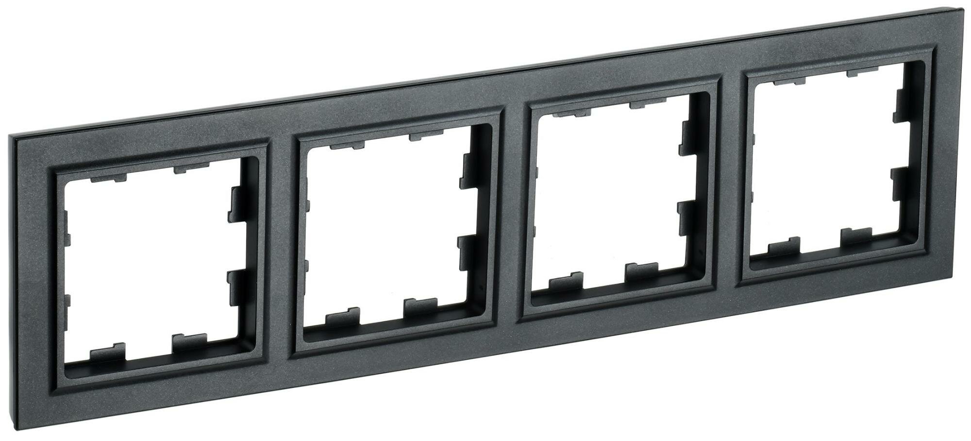 IEK BRITE Рамка 4-мест. РУ-4-БрЧ черн, BR-M42-K02
