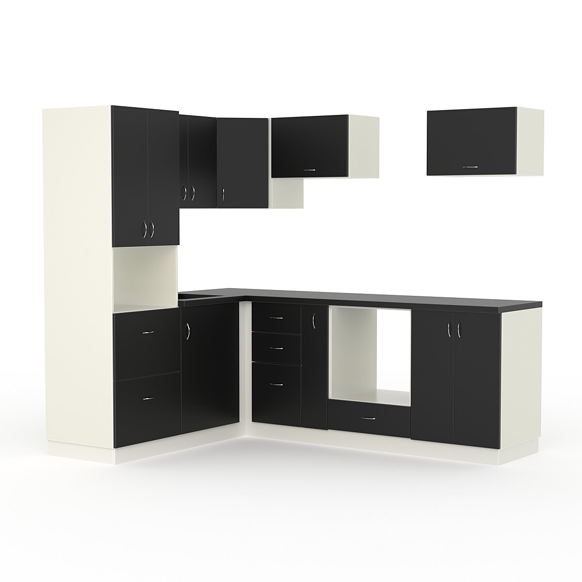 Кухонный гарнитур со столешницей 38мм №9, Белый и Черный. Производитель товара - компания Westcom.