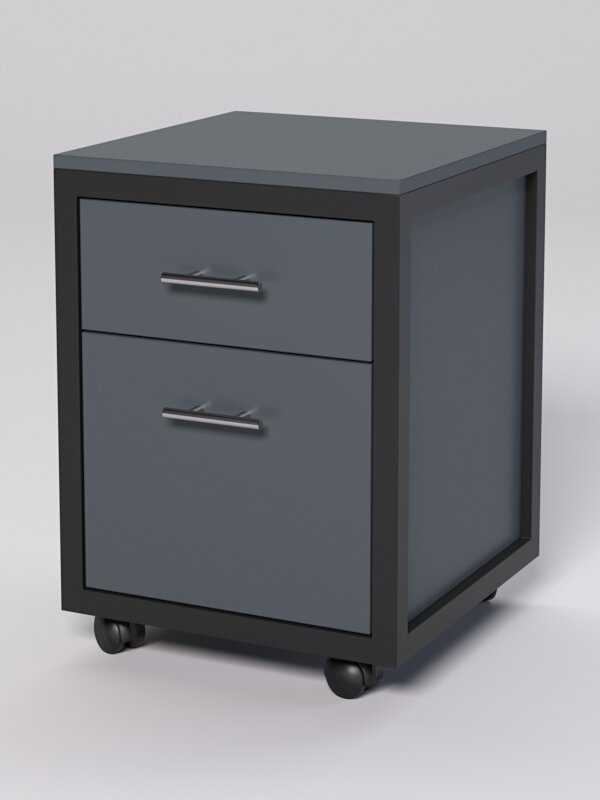 Тумба файловая подкатная НТ-330 ФЛ "стронг" в стиле лофт, Темно-серый