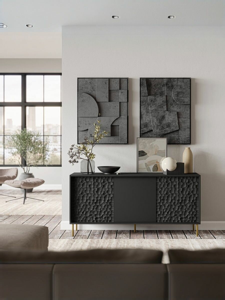 Комод HALMAR BULLET KM-1 черный/золотой