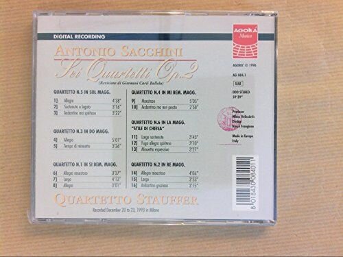 Диск Antonio Maria Sacchini (1730-1786) - Streichquartette op.2 Nr.1-6 (1 CD) — фото 1