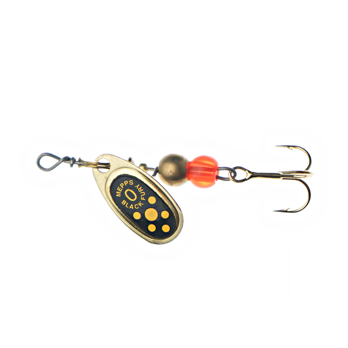 Блесна Mepps Black Fury Jaune/Gold №0 (золото, черный фон, желтые точки) 2гр