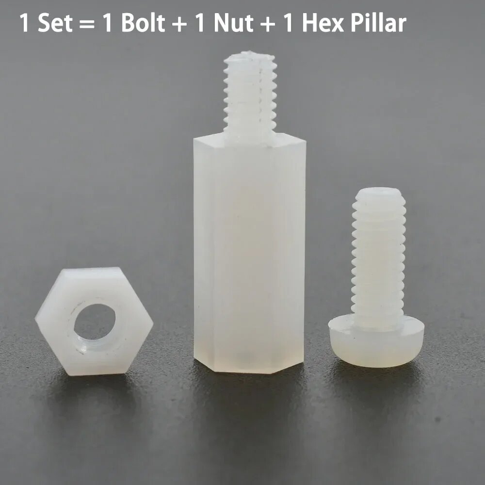 M2 M3 M4 M5 M6 Белые шестигранные нейлоновые стойки для материнской платы, монтажная стойка, шпилька, расстояние, винт, гайка, комплект опорных стоек для печатной платы, болт 9mm (30 Set), M3 (Thread 6mm)