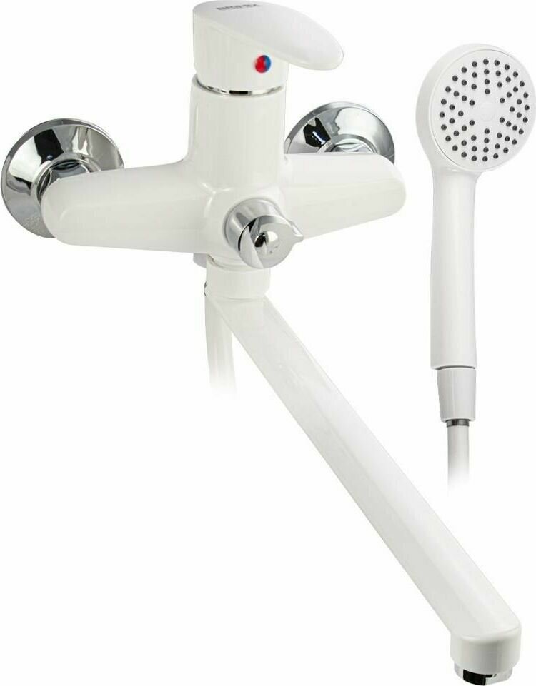 Смеситель для ванны с душем 5561, шаровый, белый