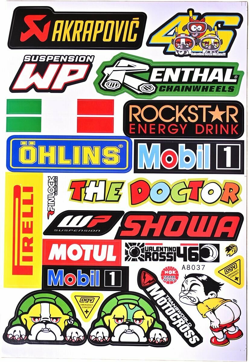 Стикерпак, наклейки Мото А4-2 на мотоцикл, питбайк, эндуро.