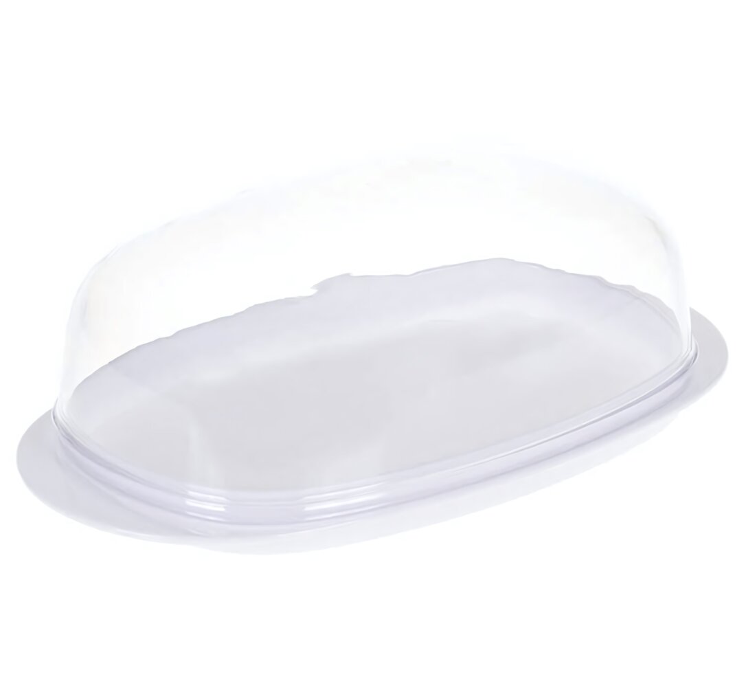 Масленка «кристалл М1126», белая, пластик, 2 варианта использования, 19х10,8х6 см