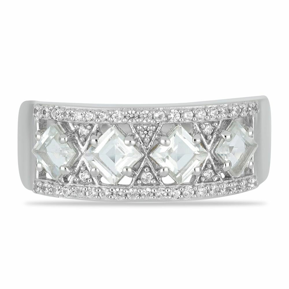 Кольцо тонкое, дорожка, серебро, 925 проба, родирование, аметист