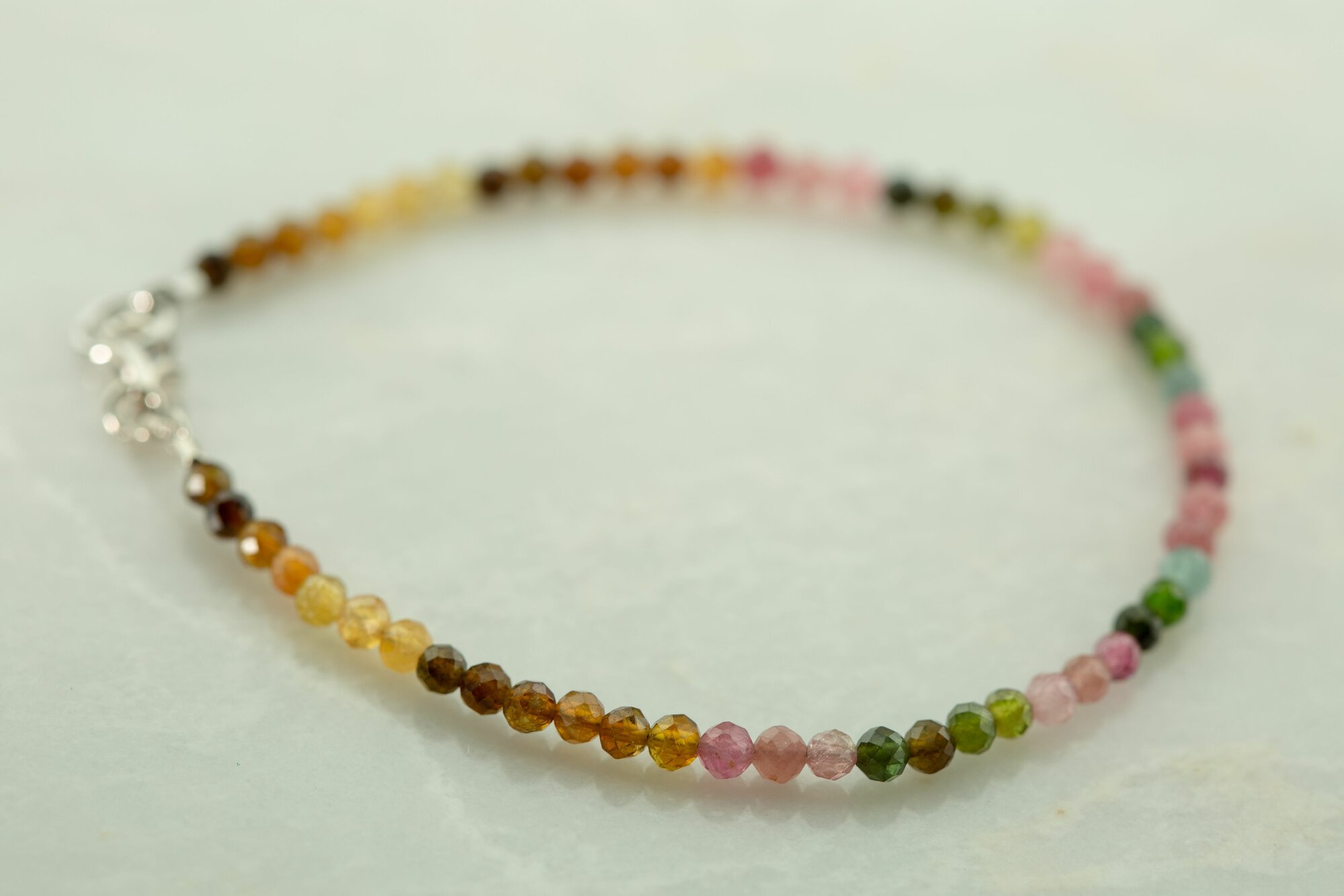 Браслет, 925 проба, родирование, турмалин