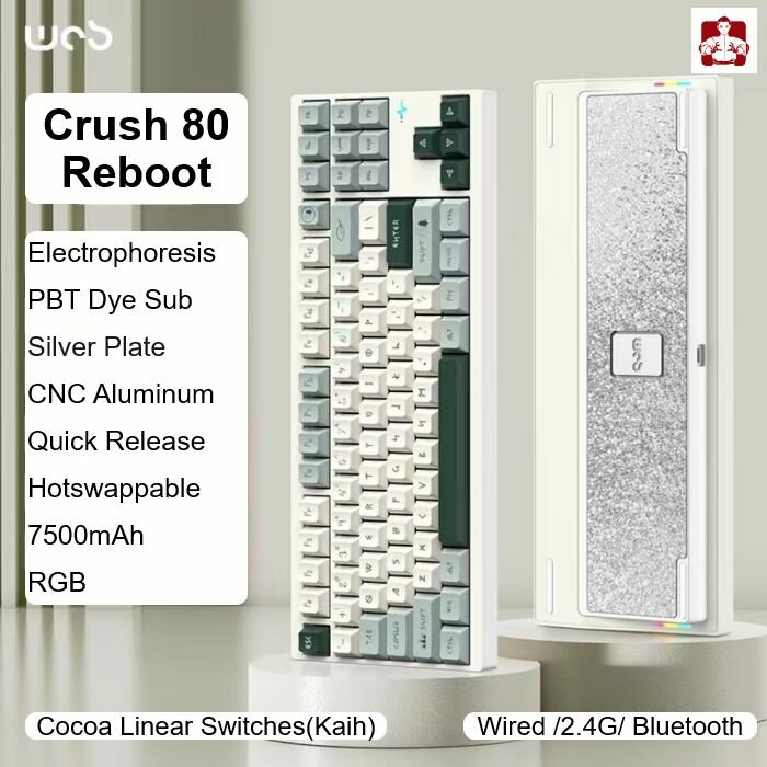 Клавиатура WOB Crush 80 Reboot, Moon White/Electrophoresis/PBT Dye Sub Keycaps