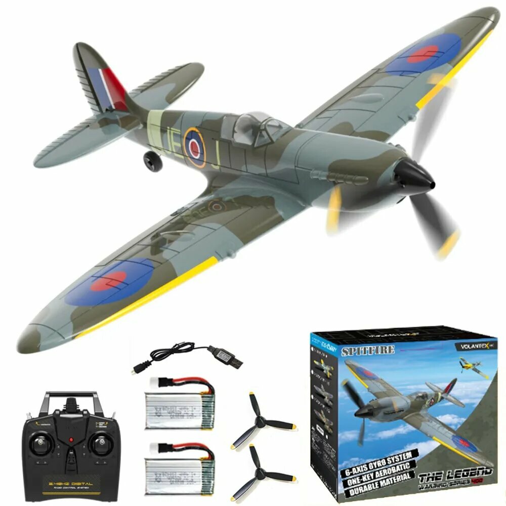 Volantex 761 - 12 Spitfire Fighter, RTF - пилотаж с одним нажатием клавиш, игрушечный самолет с пеной, для начинающих