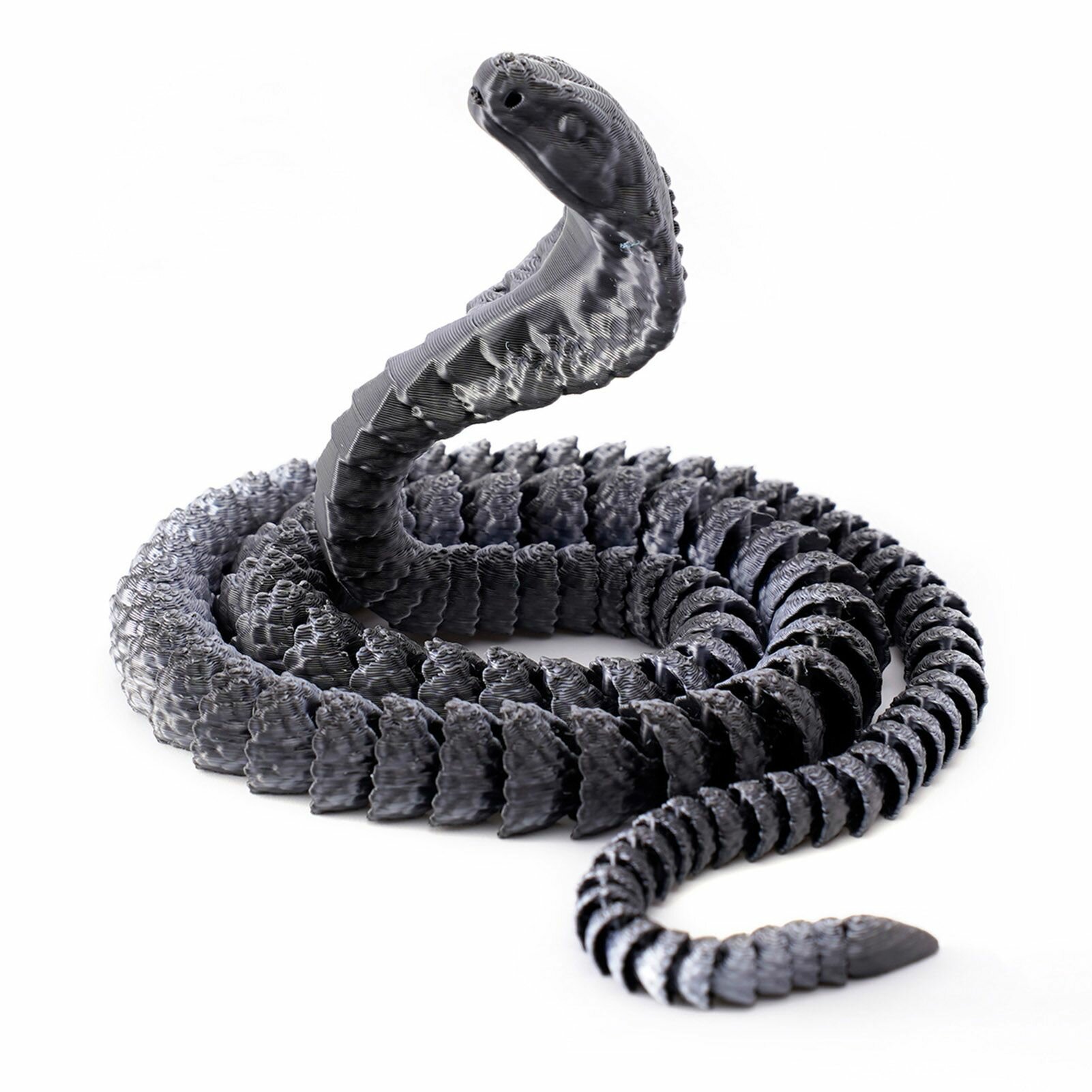 3D-печатная модель шарнирной змеи кобры 25 см