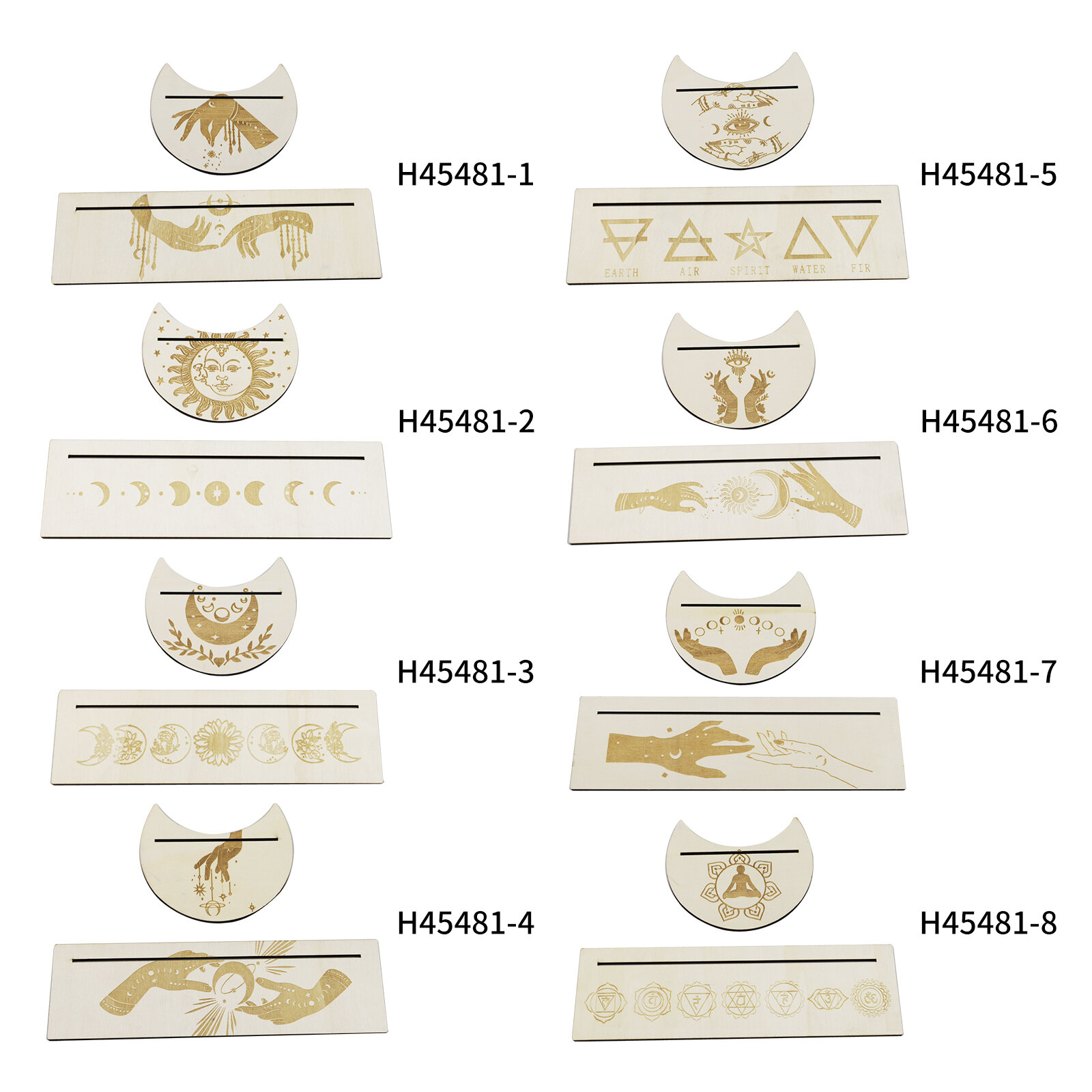 2шт подставка для карт Таро деревянная прямоугольная подставка для карт Таро в форме луны деревянные держатели для карт для ведьмовских гаданий инструменты для декора алтаря