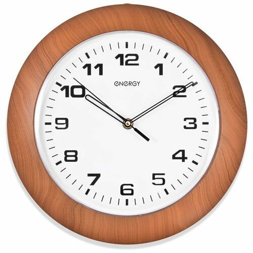 Часы Energy настенные, ЕС-13, кварцевые, круглые, коричневые, 30х30х3,8 см