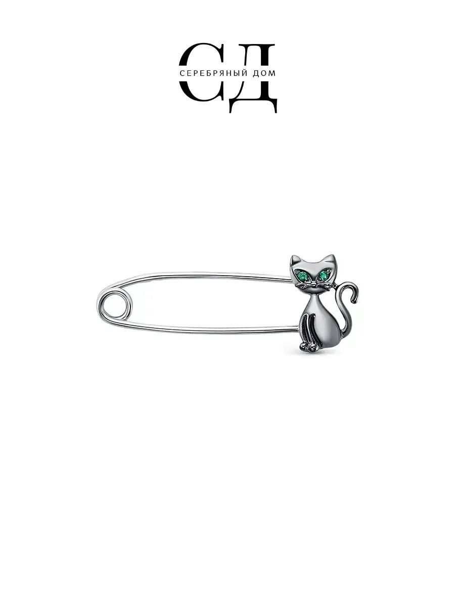 Брошь, серебро, 925 проба, родирование, фианит