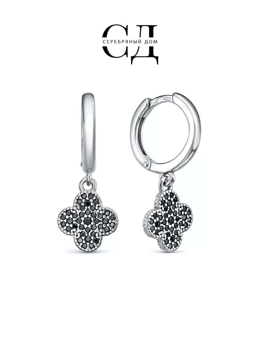 Серьги, 925 проба, родирование, шпинель