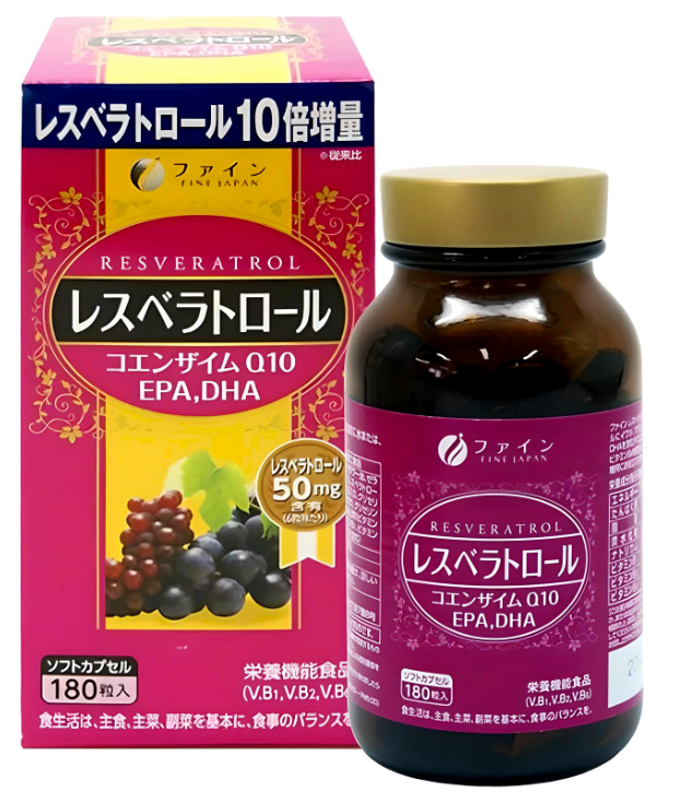 FINE Ресвератрол, коэнзим Q10, омега - БАД для сердца и сосудов, для женщин и мужчин