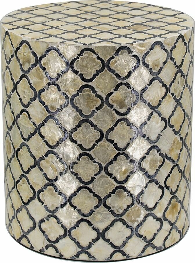 Столик акцентный с отделкой раковинами устриц 35x35x40см