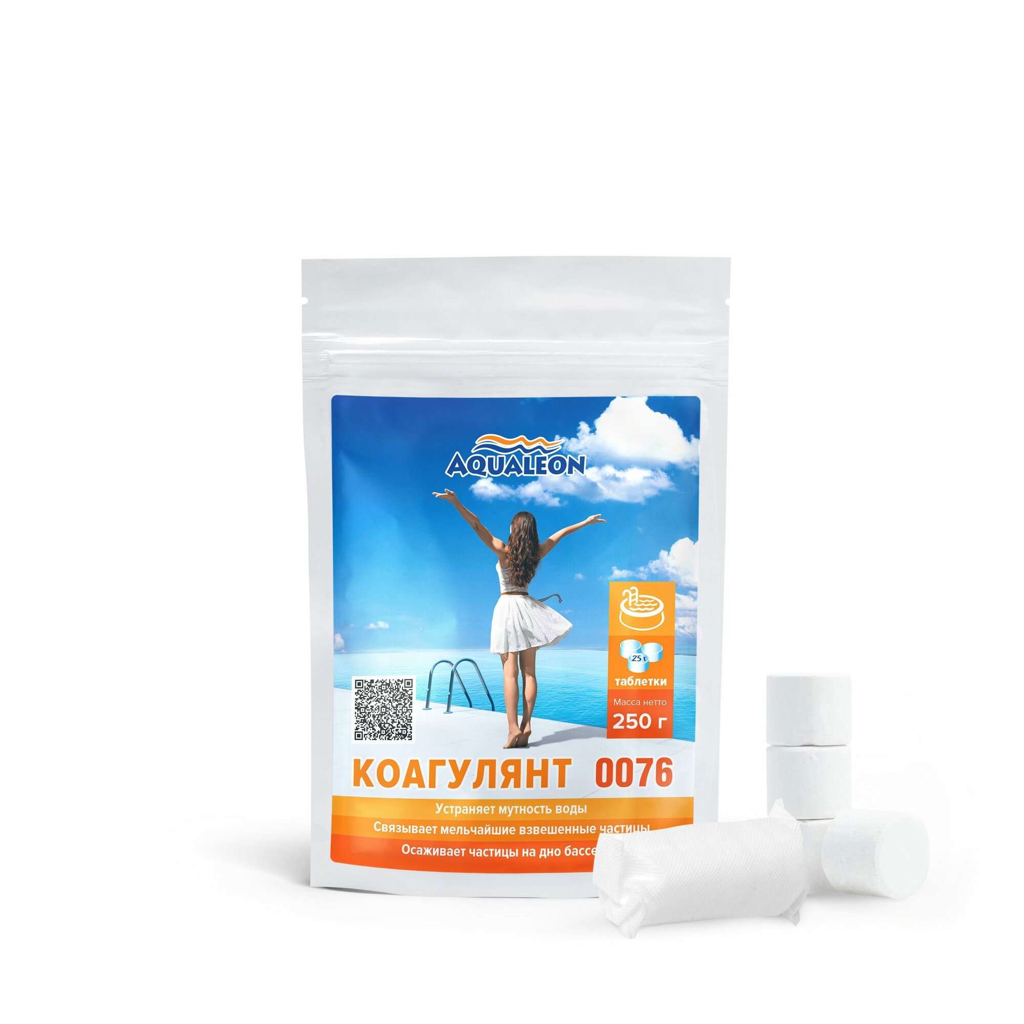 Коагулянт Aqualeon, для бассейна, сульфат алюминия, в таблетках, 25г