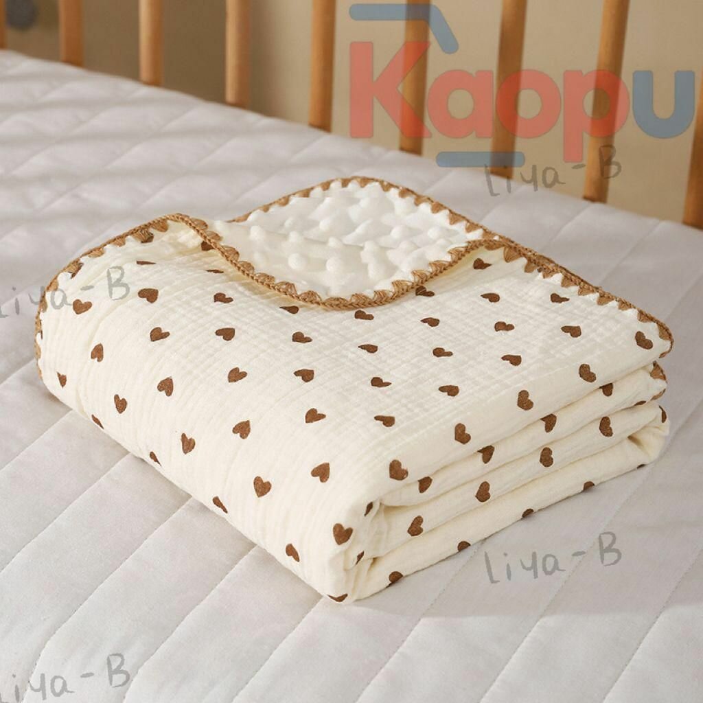 Плед для новорожденных муслиновый, плед детский плюшевый, двусторонний 100х100