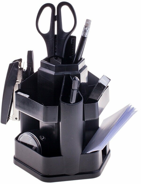 Настольный органайзер OfficeSpace "Офисный", 13 предметов, вращающийся, черный, 205592