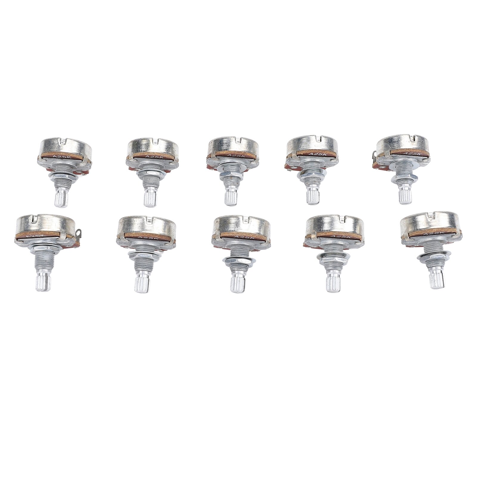 10 шт. гитарных потенциометров с валом 18 мм, сопротивлением 25 кОм, метрические потенциометры M8 для электробас-гитары, регуляторы громкости и тембра A25K