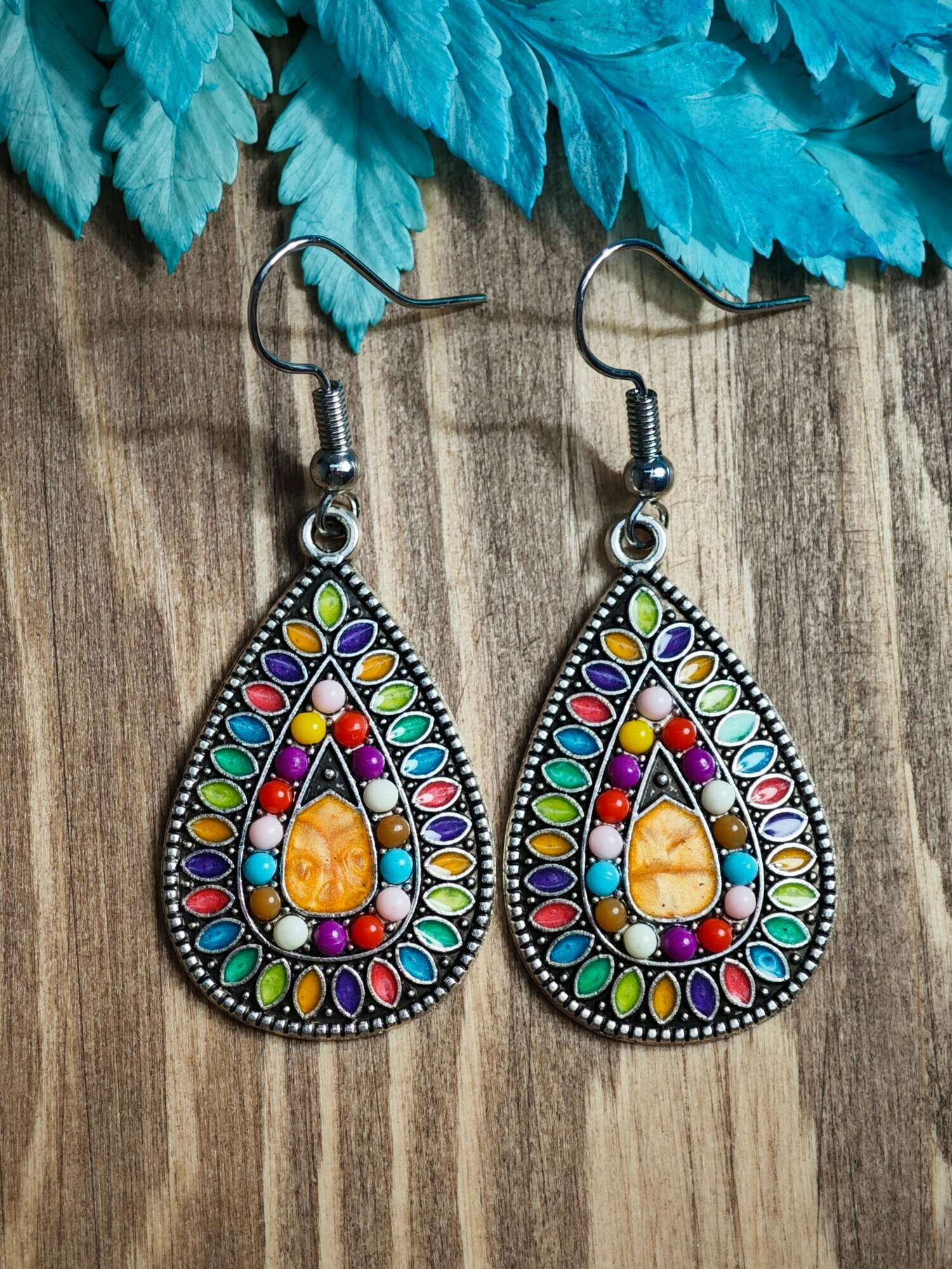 Серьги, эмаль, бирюза синтетическая