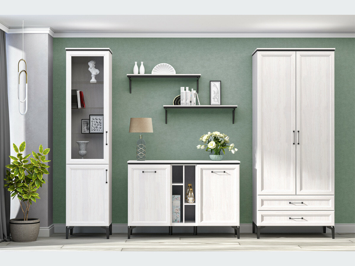 Модульная Гостиная, композиция 2, в стиле минимализм, Ясень Анкор Светлый