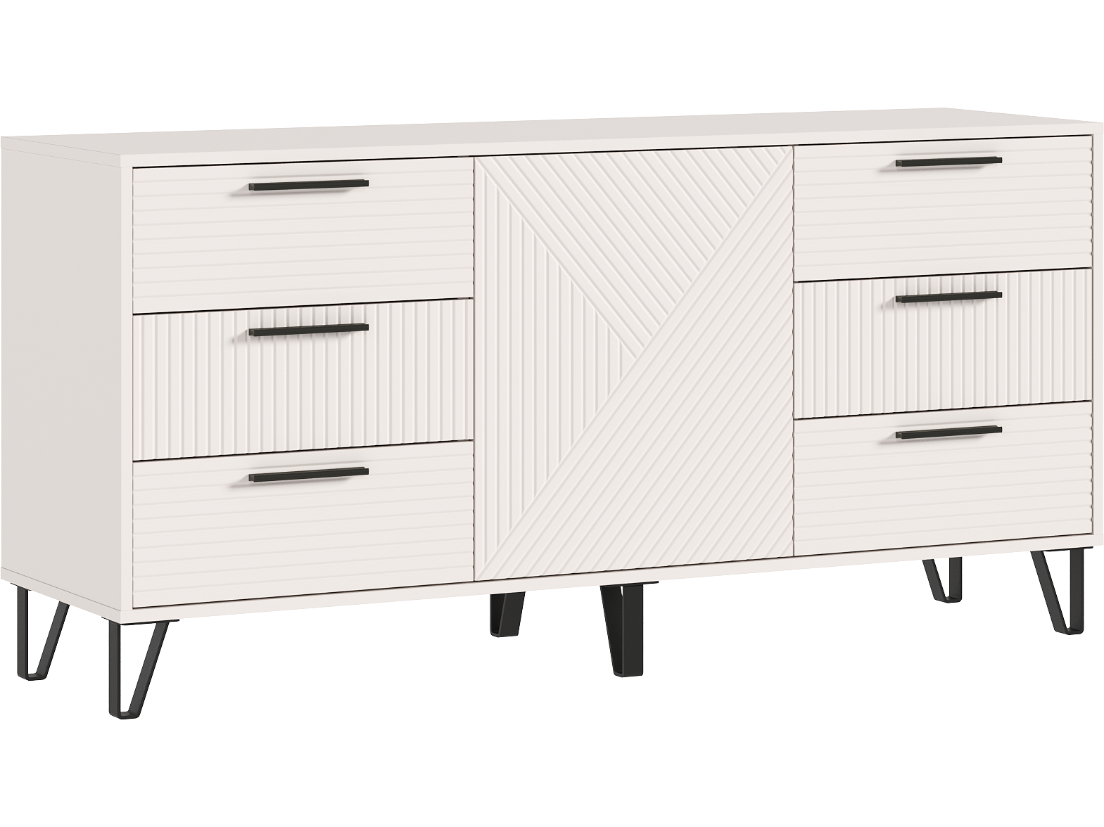 Комод 1500 в современном стиле, с фрезеровкой, кашемир (МДФ)