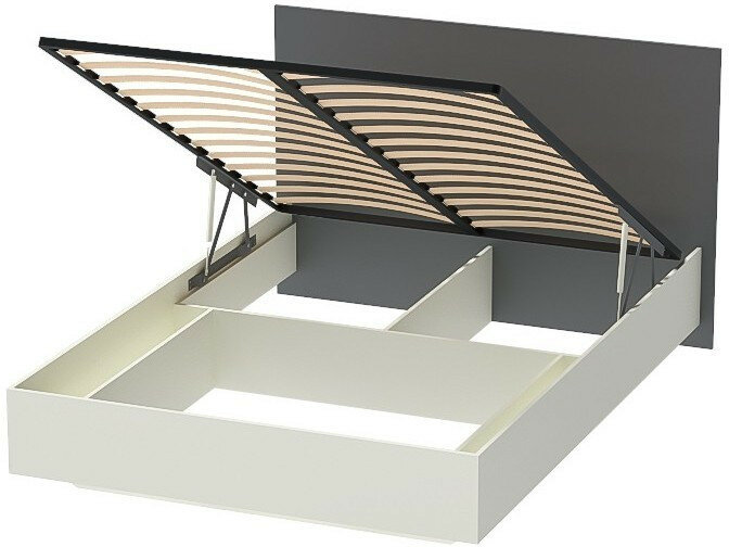 Кровать в современном стиле, 140х200, с подъемным механизмом, Графит/Миндаль
