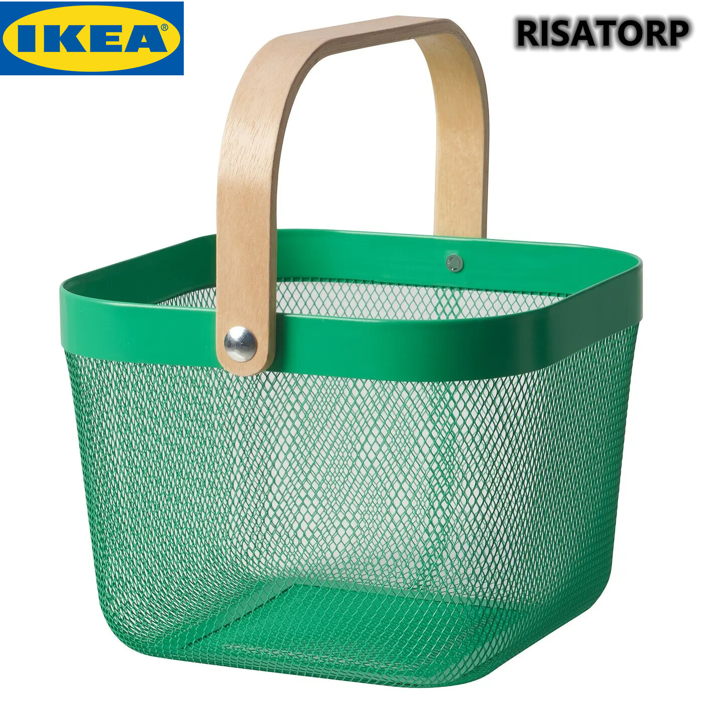 Корзина для хранения IKEA/икеа "RISATORP", для хранения, металл, с ручками, серый, 1шт